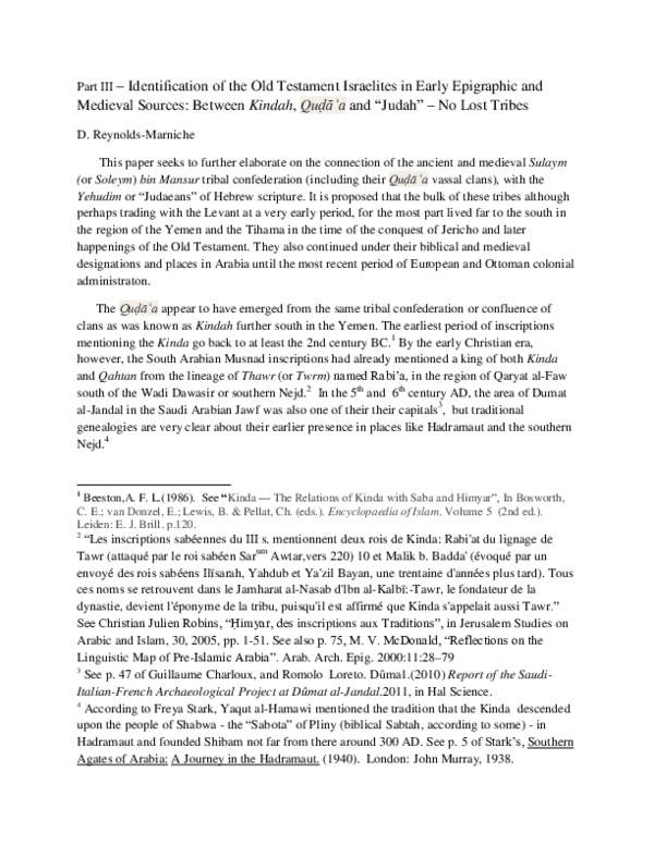 (PDF) Part III -Identification of the Old Testament Israelites in Early ...