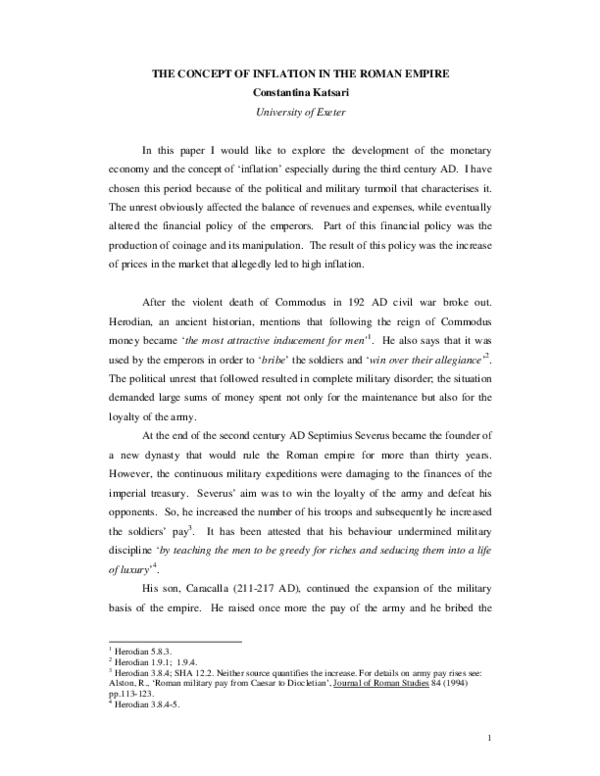 (PDF) The Concept of Inflation In the Roman Empire