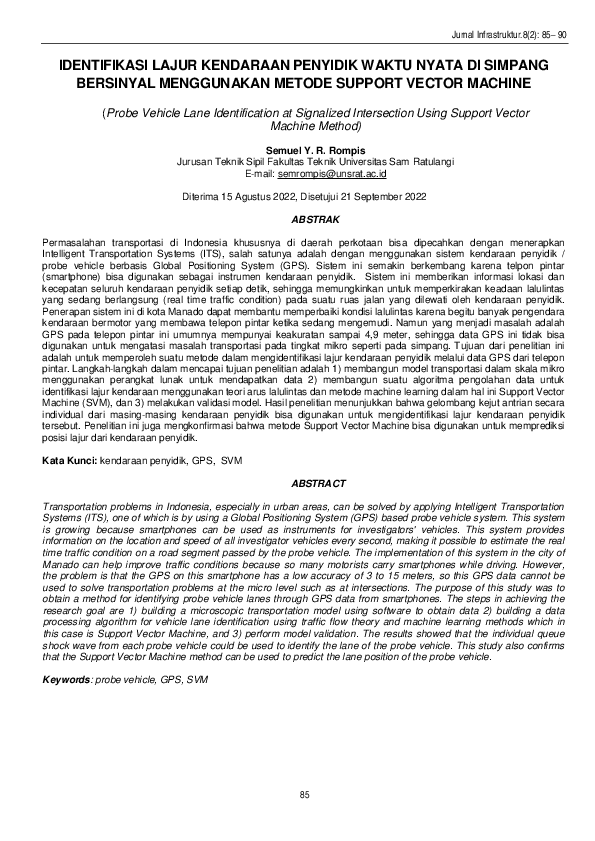 (PDF) Probe Vehicle Lane Identification at Signalized Intersection ...
