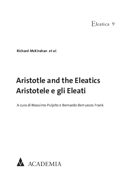 (PDF) Aristotle and the Eleatics Aristotele e gli Eleati ACADEMIA E ...