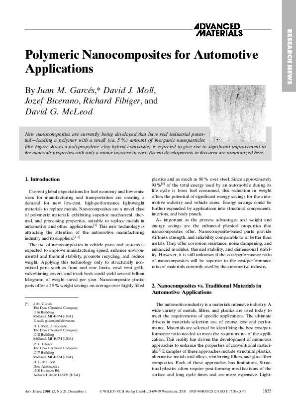 (PDF) Polymeric Nanocomposites for Automotive Applications