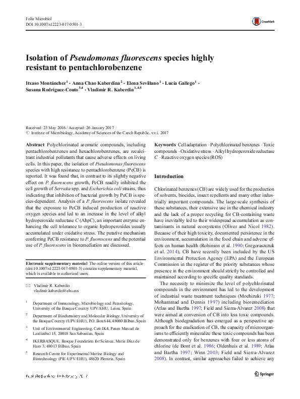(PDF) Isolation of Pseudomonas fluorescens species highly resistant to ...