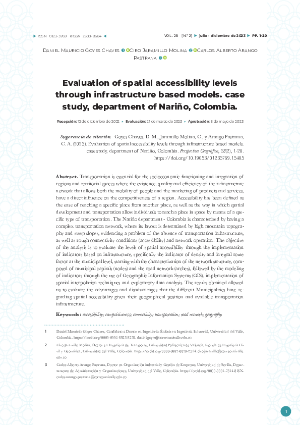 Pdf Evaluation Of Spatial Accessibility Levels Through Infrastructure