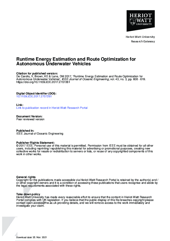 (PDF) Runtime Energy Estimation and Route Optimization for Autonomous ...
