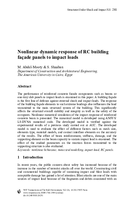 (PDF) Nonlinear dynamic response of RC building façade panels to impact ...