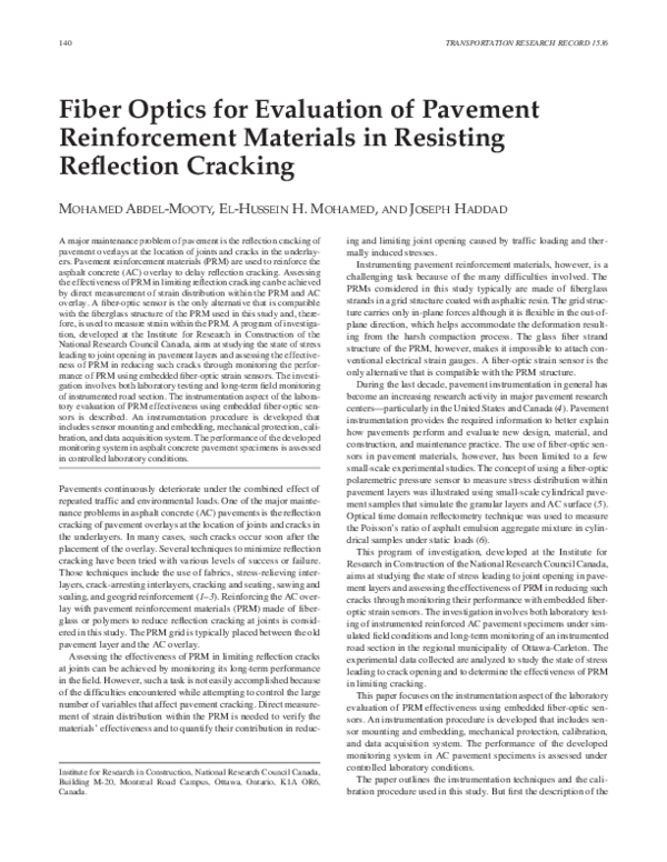 (PDF) Fiber Optics for Evaluation of Pavement Reinforcement Materials ...