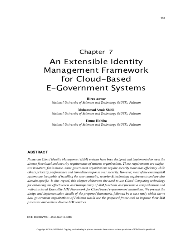 (PDF) Extensible Identity Management Framework for Cloud E-Government
