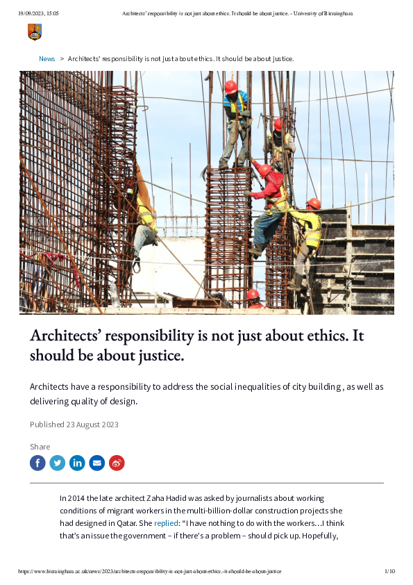 (PDF) Architects’ responsibility is not just about ethics. It should be ...