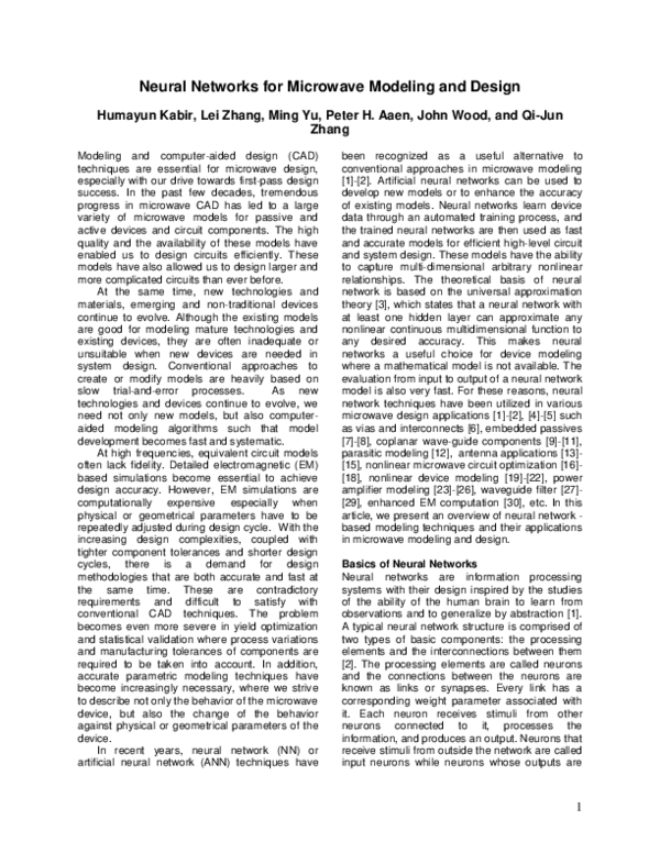 (PDF) Smart Modeling of Microwave Devices | Humayun Kabir - Academia.edu