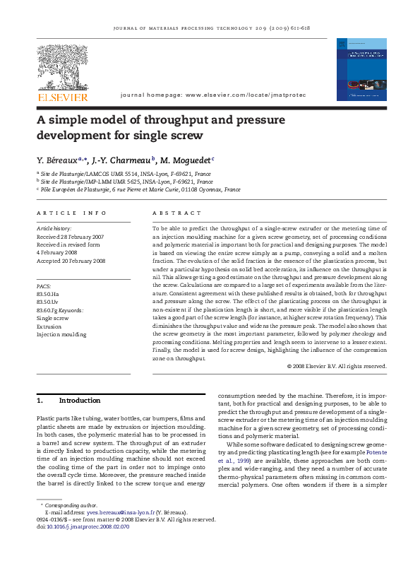 (PDF) A simple model of throughput and pressure development for single ...