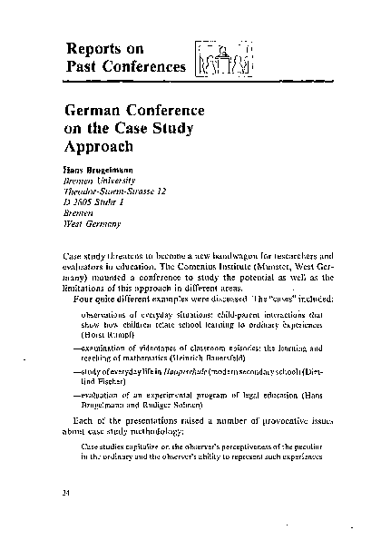 (PDF) German Conference on the Case Study Approach