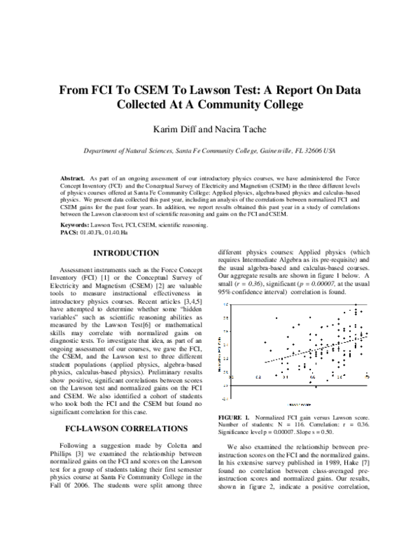 (PDF) From FCI To CSEM To Lawson Test: A Report On Data Collected At A ...