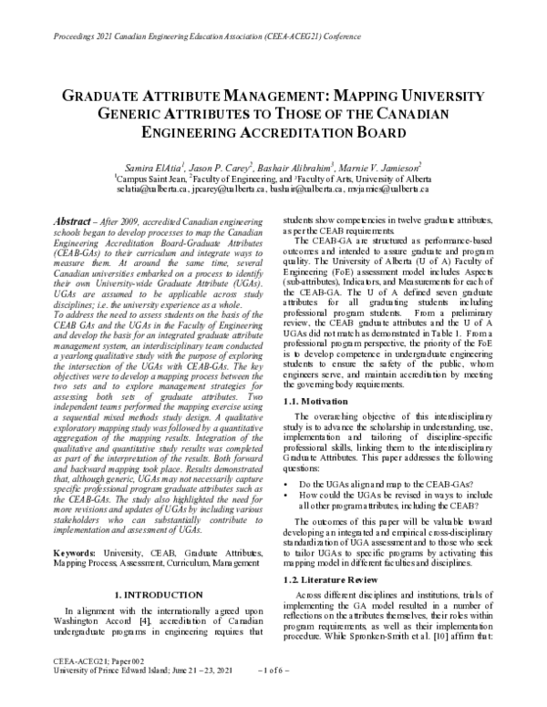 (PDF) Graduate Attribute Management: Mapping University Generic ...