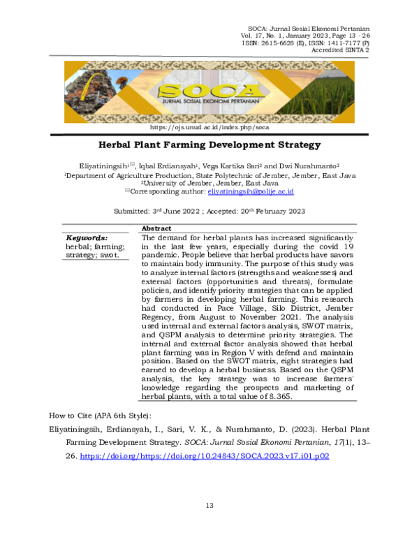 (PDF) Herbal Plant Farming Development Strategy
