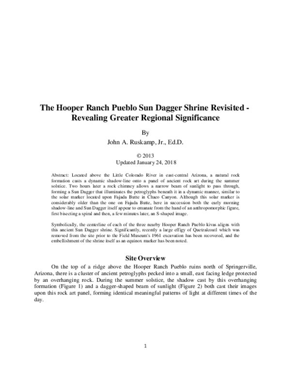 (PDF) The Hooper Ranch Pueblo Sun Dagger Shrine Revisited - Revealing ...