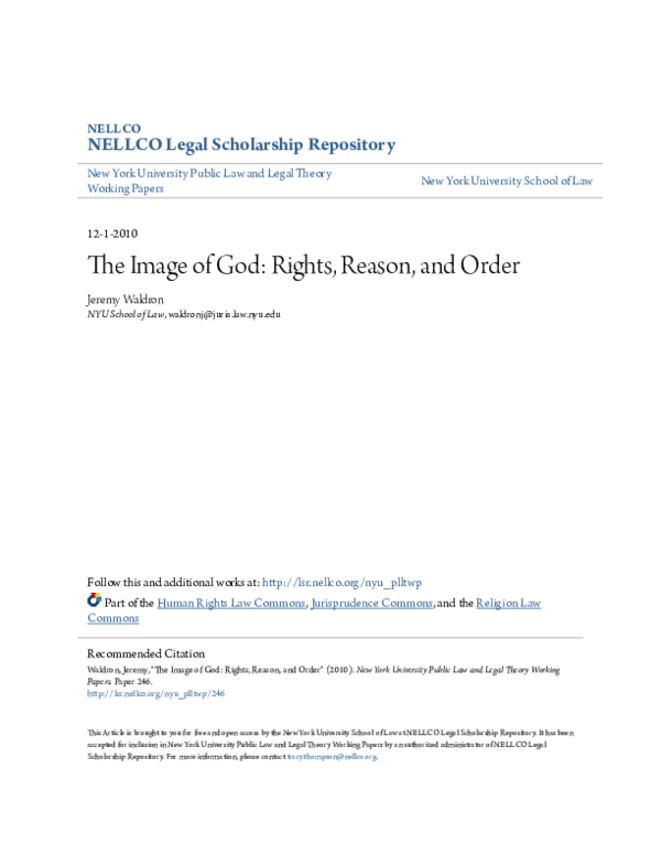 (PDF) The image of God: rights, reason, and order