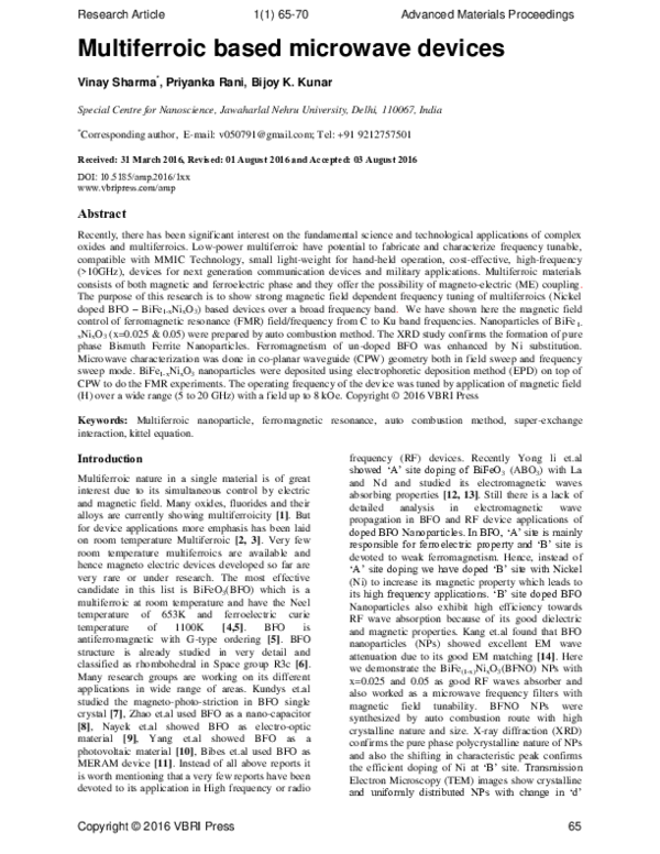(PDF) Multiferroic Based Microwave Devices