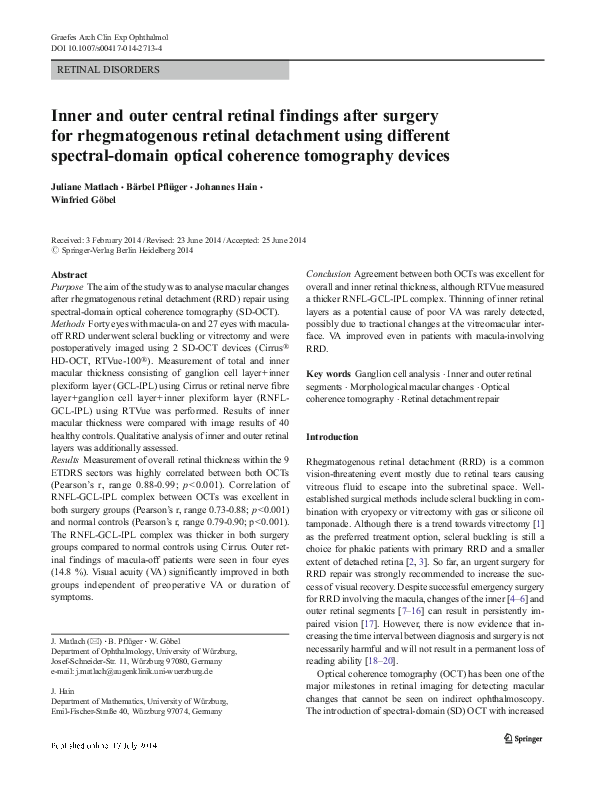 (PDF) Inner and outer central retinal findings after surgery for ...