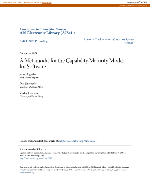 (PDF) A Metamodel for the Capability Maturity Model for Software