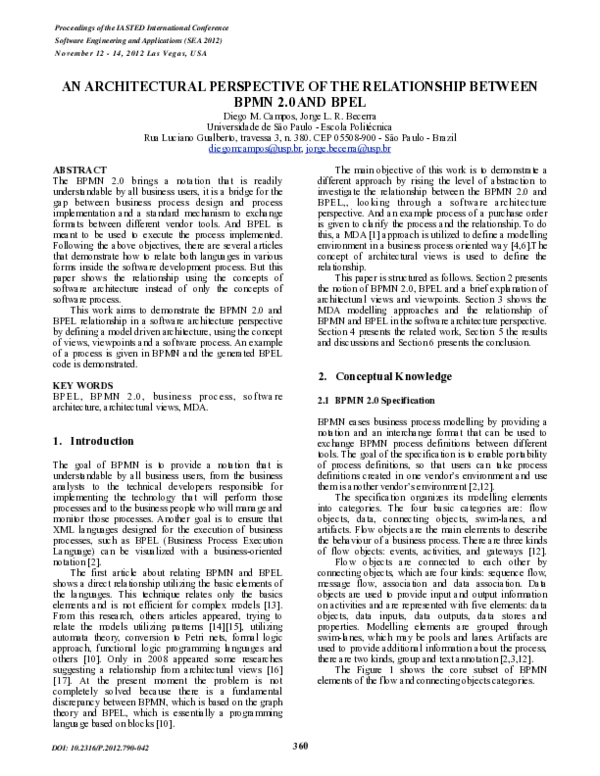 (PDF) An Architectural Perspective of the Relationship between BPMN 2.0 and BPEL | Jorge Luis ...
