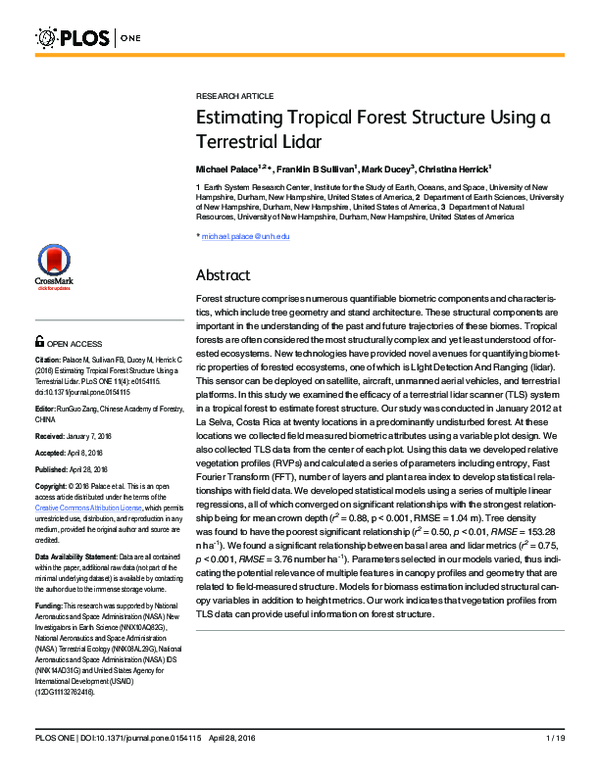 (PDF) Estimating Tropical Forest Structure Using a Terrestrial Lidar