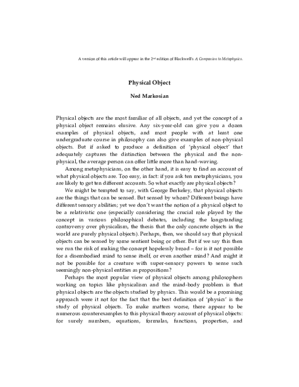 (PDF) Physical Object
