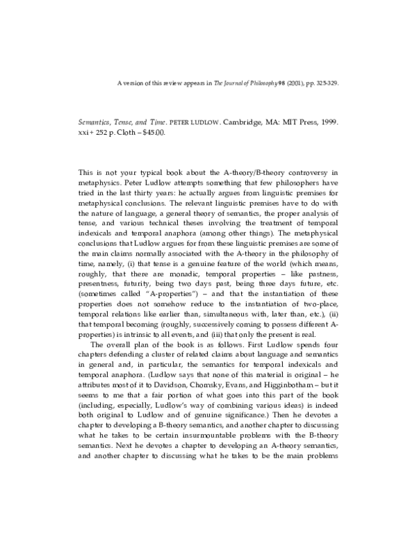 (PDF) Semantics, Tense, and Time