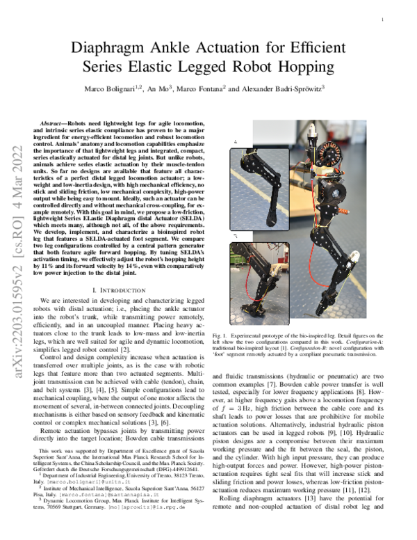 (PDF) Diaphragm Ankle Actuation for Efficient Series Elastic Legged Robot Hopping | An Mo ...