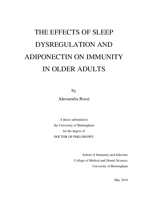 (PDF) The effects of sleep dysregulation and adiponectin on immunity in ...