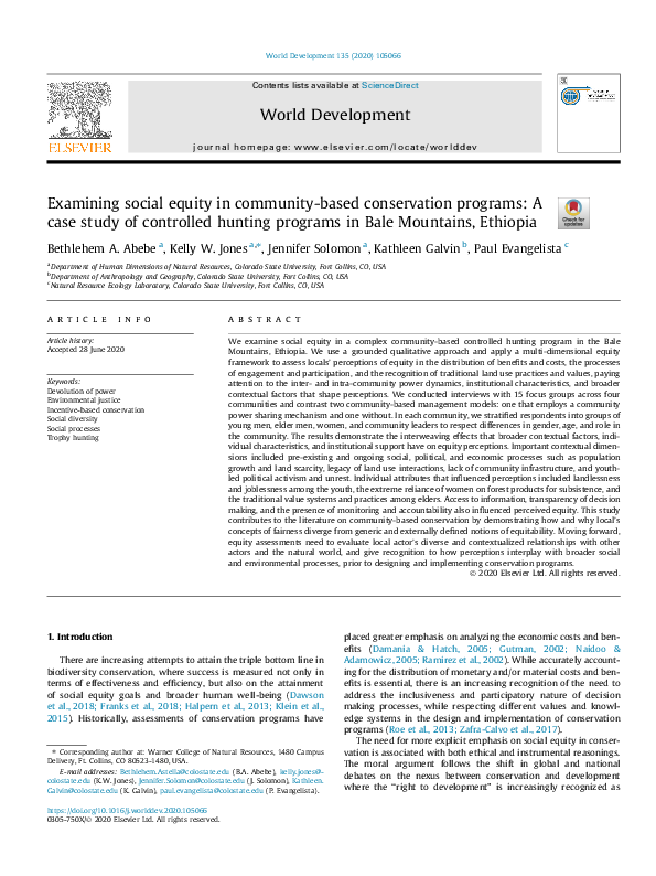 (PDF) Examining social equity in community-based conservation programs ...