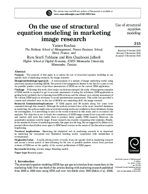(PDF) On the use of structural equation modeling in marketing image ...