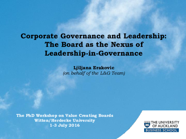 (PDF) Corporate Governance and Leadership