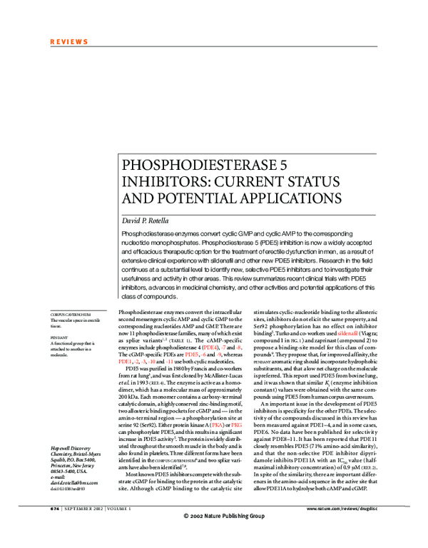 (PDF) Phosphodiesterase 5 inhibitors: current status and potential ...
