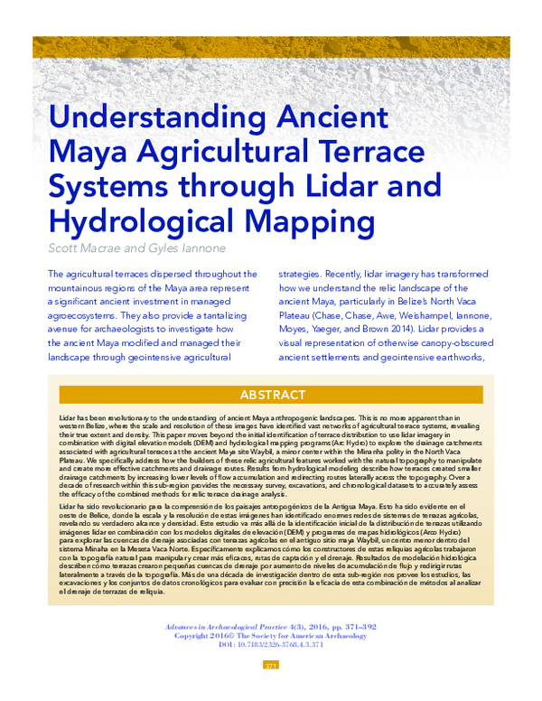 (PDF) Understanding Ancient Maya Agricultural Terrace Systems through ...