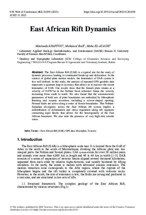 (PDF) East African Rift Dynamics