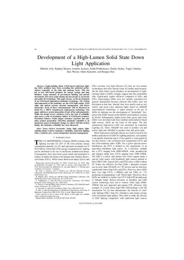 (PDF) Development of a High-Lumen Solid State Down Light Application