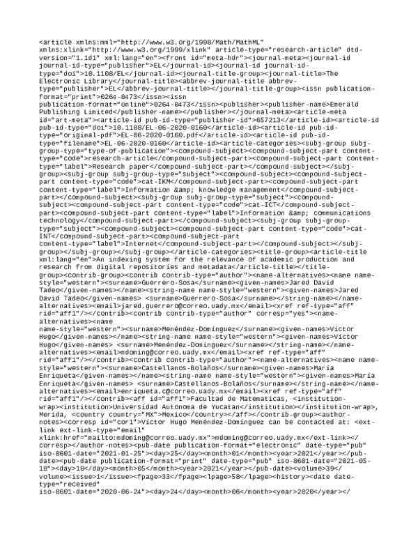 An indexing system for the relevance of academic production and ...