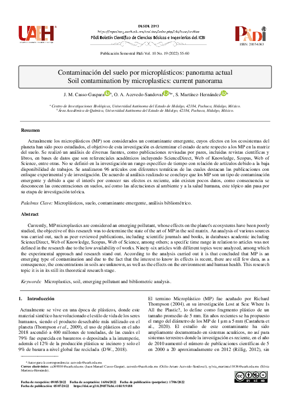 (PDF) Contaminación del suelo por microplásticos: panorama actual
