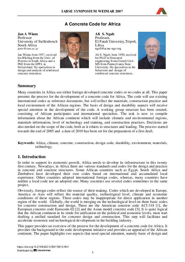 (PDF) A concrete code for Africa