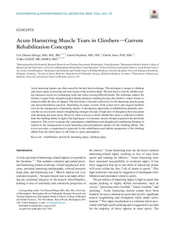 (PDF) Acute Hamstring Muscle Tears in Climbers—Current Rehabilitation ...
