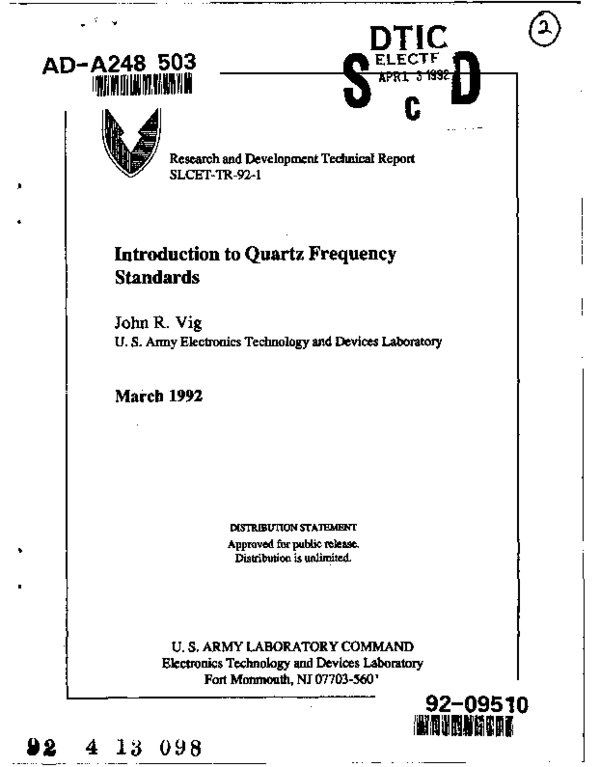 (PDF) Introduction to Quartz Frequency Standards