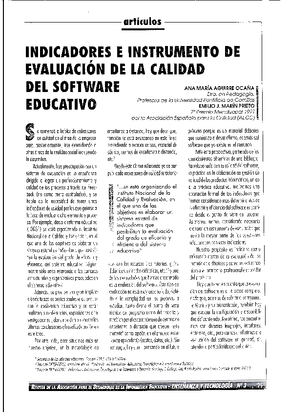 (PDF) Indicadores e instrumento de evaluación de la calidad del software educativo | Ana María ...