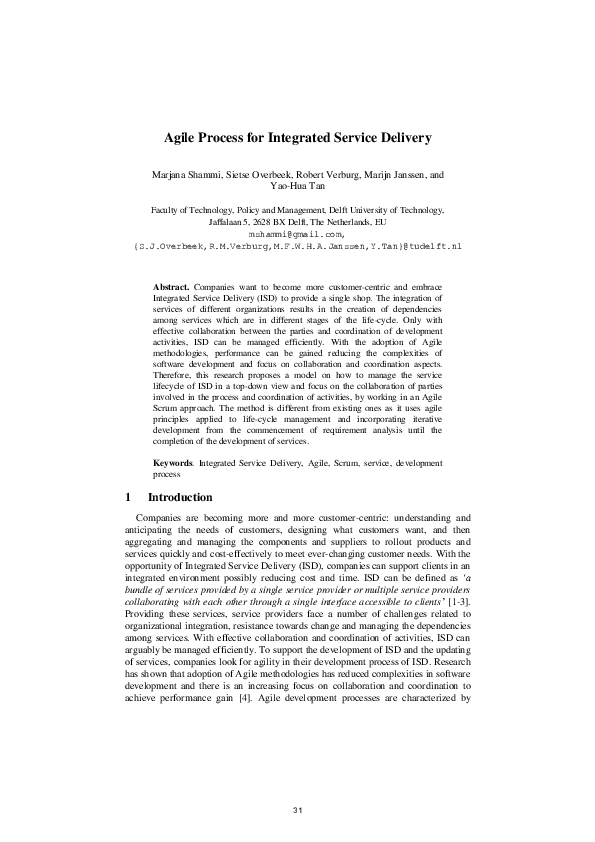 (PDF) Agile Process for Integrated Service Delivery