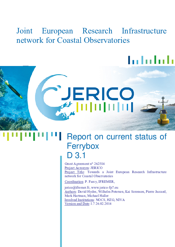 (PDF) JERICO. Report on current status of Ferrybox