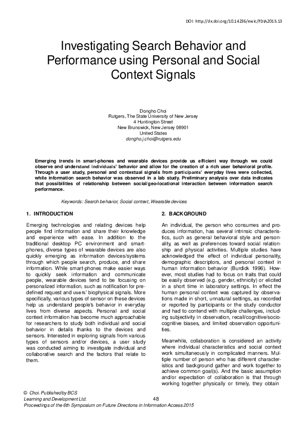 (PDF) Investigating Search Behavior and Performance using Personal and ...