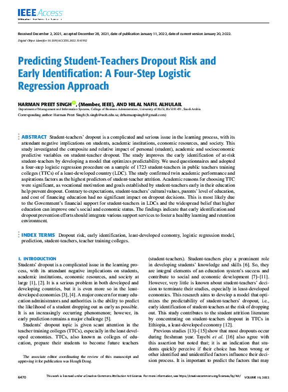 (PDF) Modeling and Predicting Student-Teacher Dropout