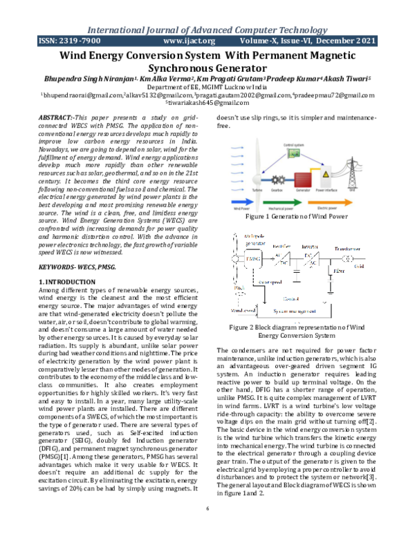 (PDF) Wind Energy Conversion System With Permanent Magnetic Synchronous Generator | Akash Tiwari ...