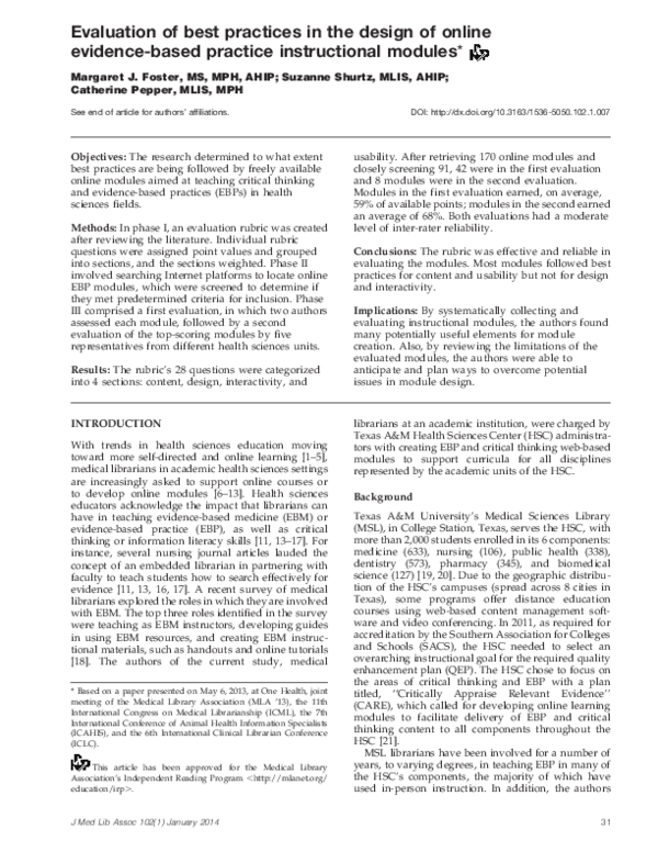(PDF) Evaluation of best practices in the design of online evidence ...