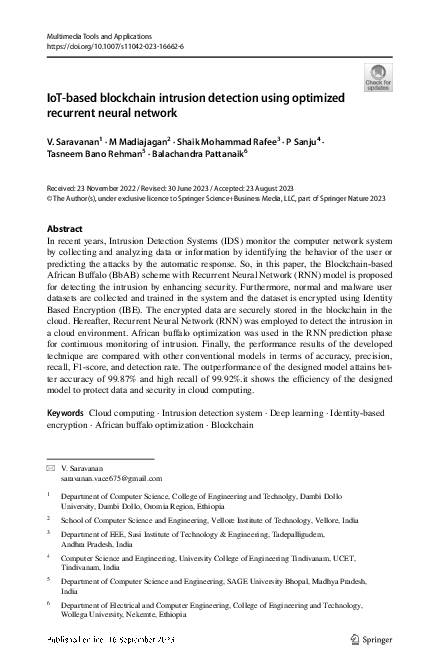 Pdf Iot Based Blockchain Intrusion Detection Using Optimized Recurrent Neural Network