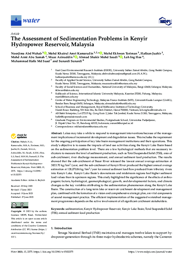 (PDF) The Assessment of Sedimentation Problems in Kenyir Hydropower Reservoir, Malaysia